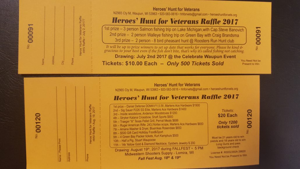 HHV Raffle Tickets Are Here!!!!! - Heroes’ Hunt for Veterans